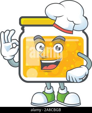 cartoon design of pineapple jam as a Chef having food on tray Stock ...