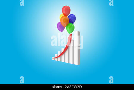 Business graph financial chart is hanging with colorful balloons and ...