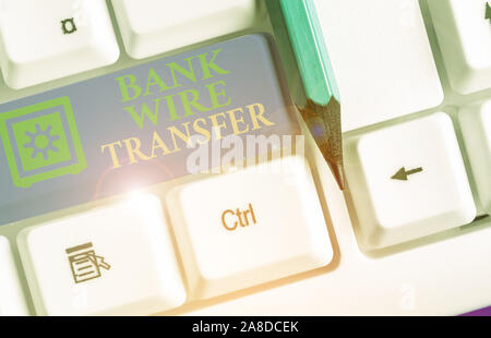 Text sign showing Bank Wire Transfer. Business photo text Electronic ...