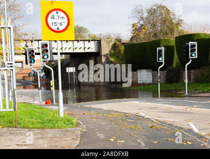 Kilton bridge, Worksop, closed due to flooding Stock Photo - Alamy