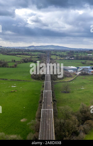 An aerial view of the a large Buxton railway bridge viaduct in the ...