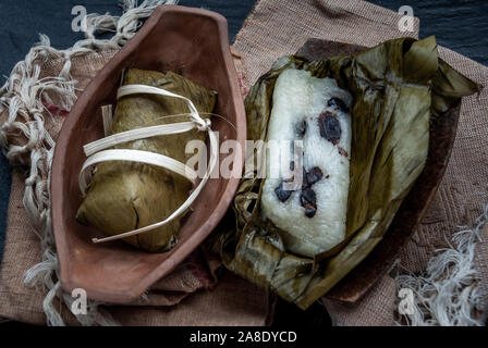 Khao tom mat, a Laotian and Thai dessert of seasoned steamed sticky ...