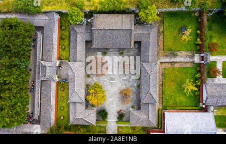 This aerial view shows Dali Ancient Town in Dali City, Dali Bai ...