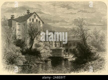 19th century water powered cotton mills, Pleasley Vale. Notts Stock ...