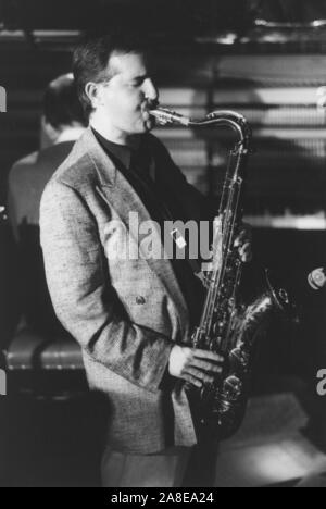 Scott Hamilton playing tenor saxophone at the Concorde Club in ...