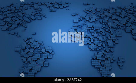 World map of cubes. 3D illustration Stock Photo - Alamy