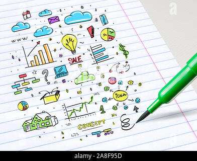 Close-up of drawing colorful multimedia and office staff concept Stock ...