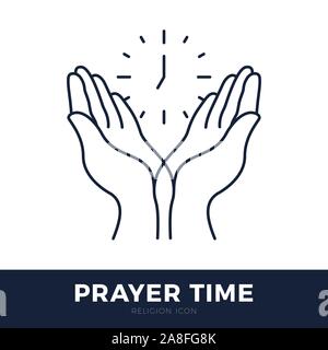 Time to Pray vector logo. Praying Hands Icon with clock Stock Vector ...
