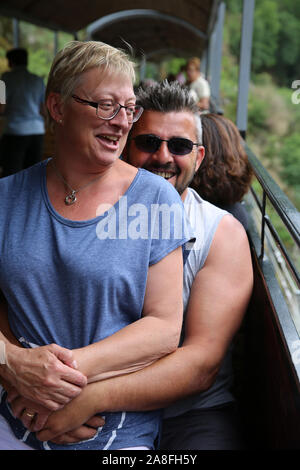 Romantic couple on train Stock Photo - Alamy
