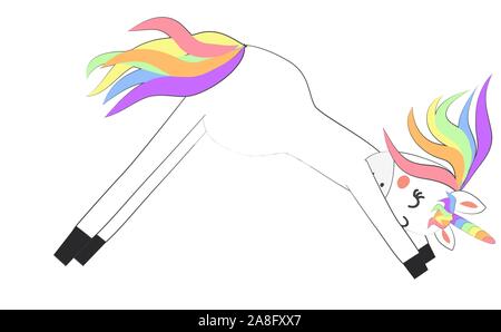 Unicorn doing yoga. Enlightenment, exercise, design, healthy lifestyle ...