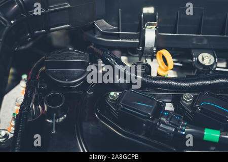 Close up shot of car engine Stock Photo - Alamy