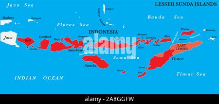 Vector map of Lesser Sunda Islands, Indonesia East Timor Stock Vector ...