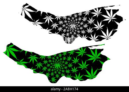 Iran - map is designed cannabis leaf green and black, Islamic Republic ...