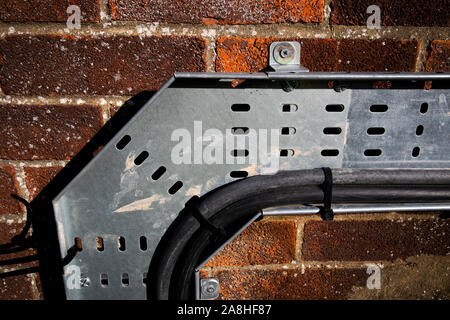 Mild steel heavy duty pre galvanised cable tray mounted on external ...