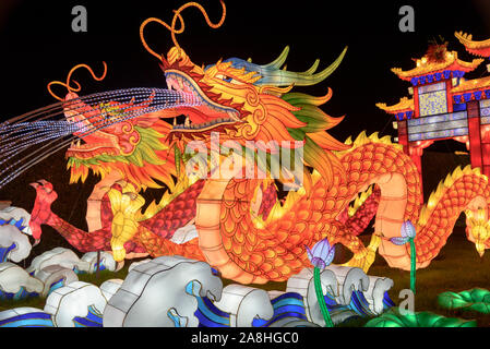 Giant illuminated Chinese lanterns depicting myths and legends on ...
