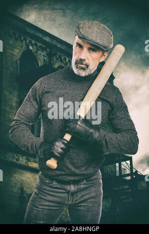 male gangster with baseball bat Stock Photo - Alamy