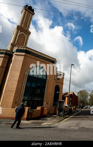 Aerial view, landscape of Gilani Noor Mosque in Longton, Stoke on Trent ...