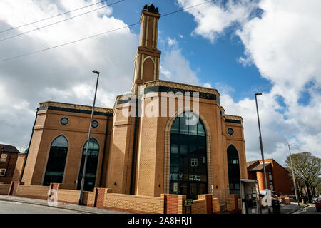 Aerial view, landscape of Gilani Noor Mosque in Longton, Stoke on Trent ...