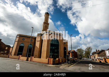 Aerial view, landscape of Gilani Noor Mosque in Longton, Stoke on Trent ...