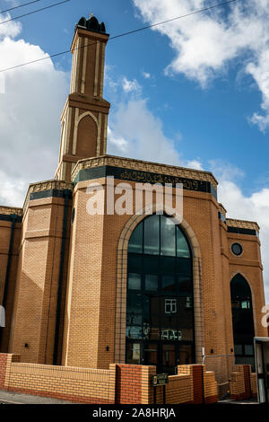 Aerial view, landscape of Gilani Noor Mosque in Longton, Stoke on Trent ...