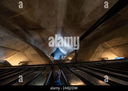 Looking down a shaft or atrium from a high level balcony in the Zeitz ...