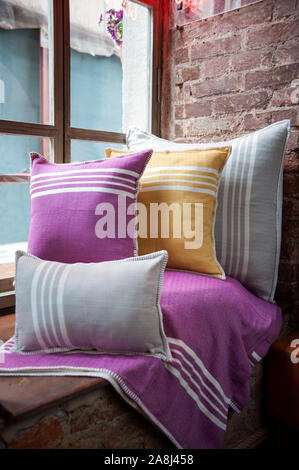 Pillow set color object comfortable textile fabric colored background ...