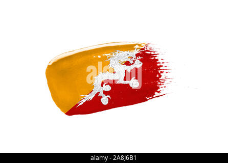 Brush painted Butane flag. Hand drawn style illustration Stock Photo ...