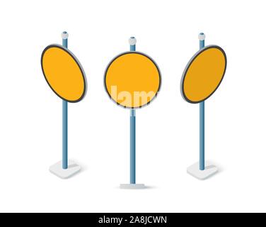 Road signs isometric set street object for highway Stock Vector Image ...