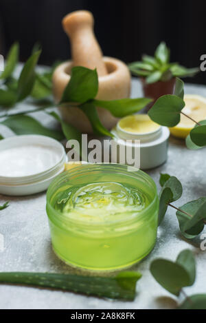 Cosmetic laboratory concept with green plants Stock Photo - Alamy
