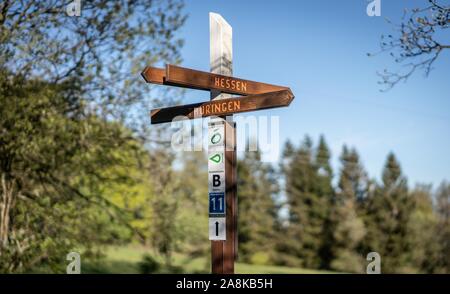 Ehrenberg, Germany. 15th May, 2019. A sign on the former border between ...