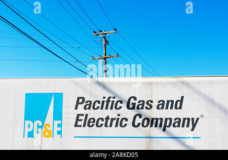 Weathered PG&E, Pacific Gas and Electric Company, sign and logo near ...