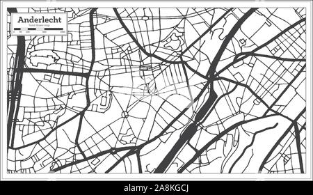 Anderlecht City Map in Retro Style. Outline Map. Vector Illustration ...