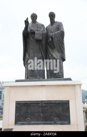 Monument St. Kliment and Naum of Ohrid in downtown of Skopje, Macedonia ...