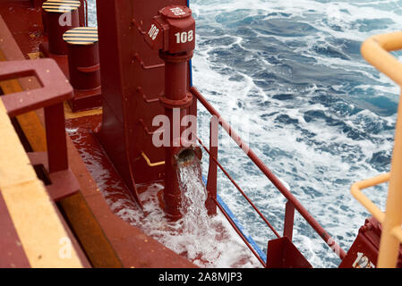 View of ballast water exchange process onboard of a ship using flow ...