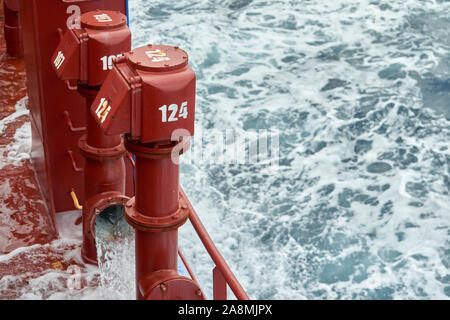 View of ballast water exchange process onboard of a ship using flow ...