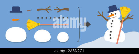 Snowman assembly instruction. Easy set with his single parts - comic ...
