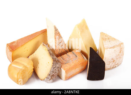 original italian cheese collage on white background Stock Photo - Alamy