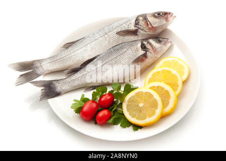 isolated fresh bass dish on stone background Stock Photo - Alamy