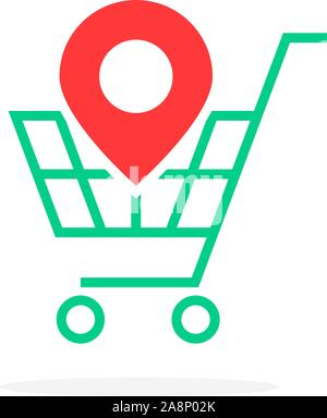 Gift shop GPS map location flat color icons in round outlines. 6 bonus ...