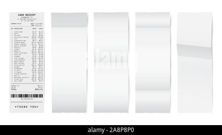 Paper bill receipt from supermarket. Isolated vector shop check after ...