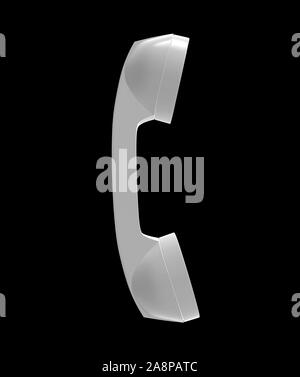Telephone Handset Gray Color on Blue Background, 3D Rendering Stock ...