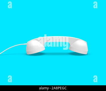 Telephone Handset Gray Color on Blue Background, 3D Rendering Stock ...