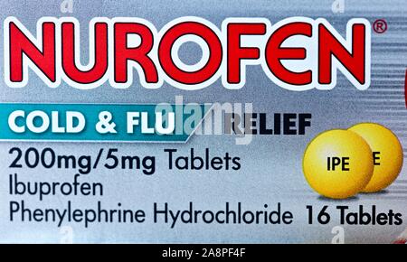 Packet of Nurofen Cold & Flu relief tablets Stock Photo - Alamy