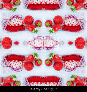 Two hearts from fabric with ripe strawberries Gift for Valentine's Day ...