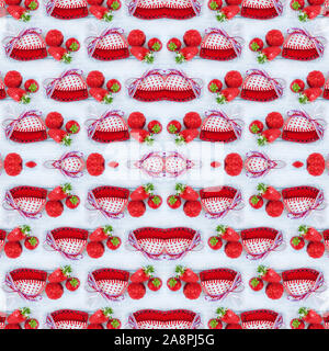 Two hearts from fabric with ripe strawberries Gift for Valentine's Day ...