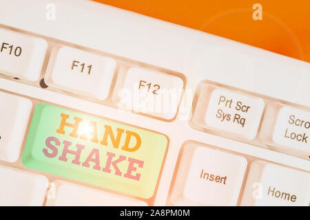 Handwriting text writing Hand Shake. Conceptual photo an act showing ...