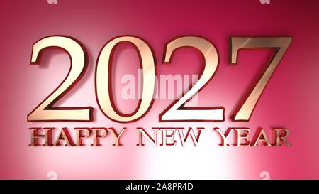 2027 red write at black glossy wall background - 3D rendering ...