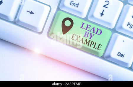 Writing note showing Lead By Example. Business concept for Be a mentor ...