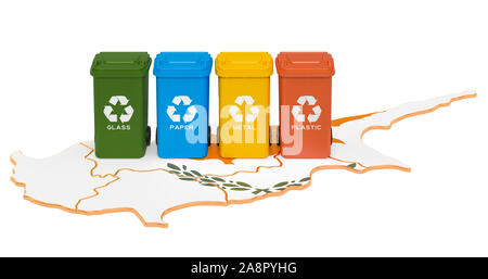 Recycling in Cyprus concept, 3D rendering isolated on white background ...