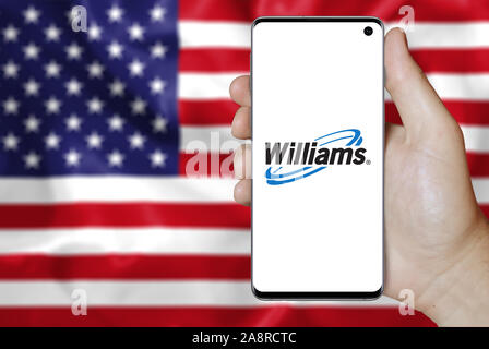 Logo of public company Williams Cos. displayed on a smartphone. Grey ...